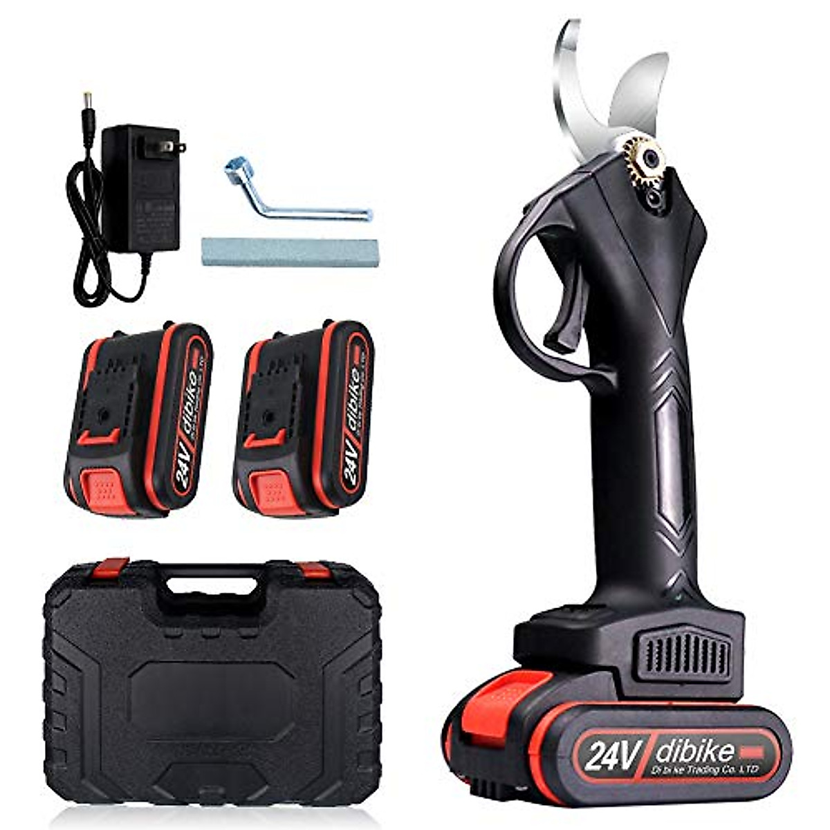 dibike Electric Pruning Shears with Rechargeable Lithium Battery, 30mm Max Cutting Diameter, Power Tree Electric Branch Scissors Wood Prunner (Black-2)