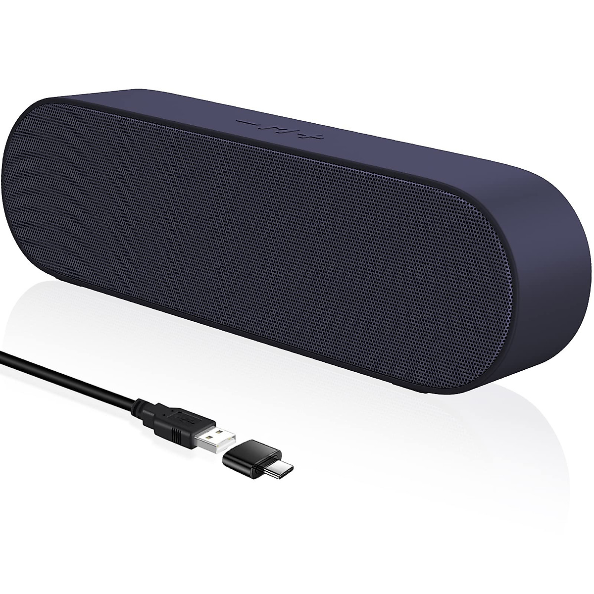 ABRRU USB Computer Speakers, PC Speakers for Desktop, Laptop Speakers with Crystal Clear Sound, Loud Volume, Volume Control and Mute Button(USB-C to USB Adapter Included) (Black)