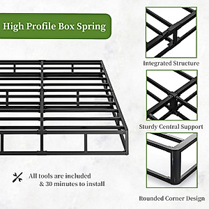 VTWAZAST 8 Inch Full Box Spring, Heavy Duty Metal Mattress Foundation, Easy Clean Fabric Bed Cover, Non-Slip, Noise Free, Easy Assembly