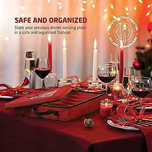 Zober Holiday Dinnerware Storage Box With Dividers, Flatware Container Comes With Two Handles And Clear PVC Window For Easy Visibility, Constructed Cutlery Storage Box With Lid For Safe Dishes Storing