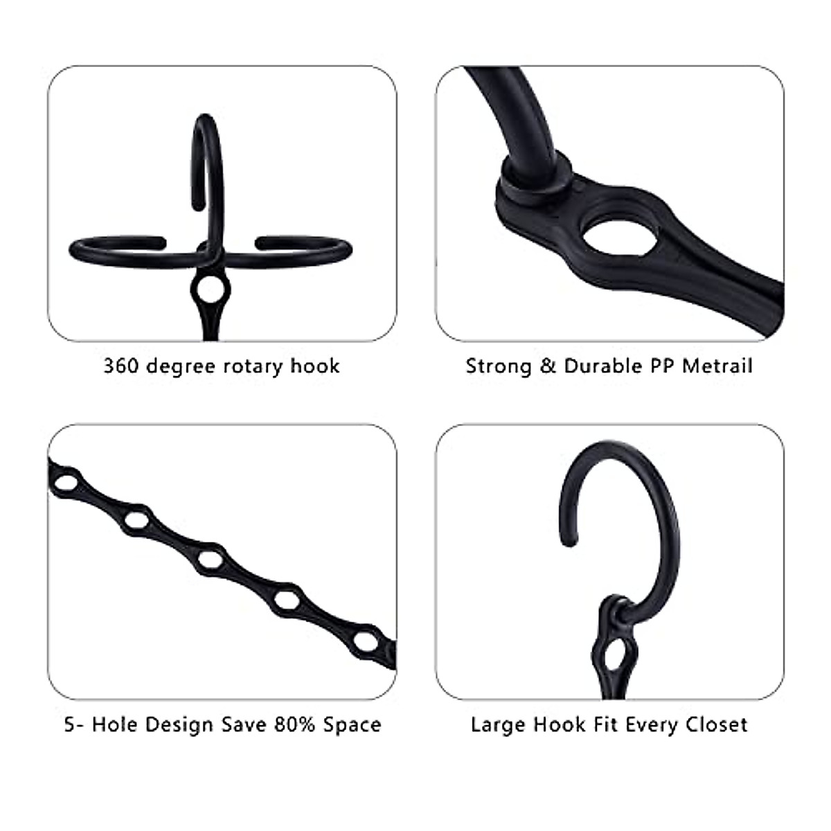Lidermic Space Saving Hanger Smart Magic Hanger Closet Organizers and Storage Clothes Hanger Multi Hanger Sturdy Plastic Space Saver for Home, Dorms, Bedroom, Apartments (Black, 10)