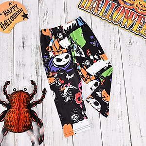 HINTINA 3PCS 4T Toddler Little Girls Halloween Outfits Skull Tops Ghost Leggings Pants Clothes Set with Scarf 4-5T Years