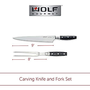 WOLF GOURMET Carving Knife and Fork Set, Ergonomic for Comfort and Control, Forged High-Carbon Stainless Steel, Durable (WGCU211S)