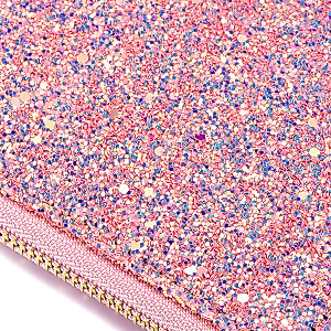 Laimi Duo Women Sparkle Pink Glitter Wallet RFID Blocking Purse Multi Card Organizer Evening Clutch for Teen Girls