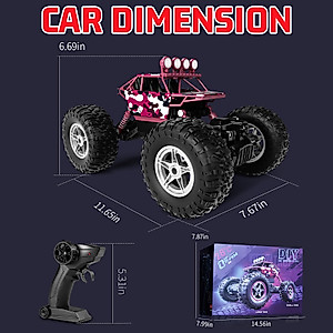 28℃ 1:14 Remote Control Truck for Adults and Kids - 4x4, 4WD Off Road Monster Truck with Metal Shell,Dual Motors,Waterproof Monster RC Truck (Red)