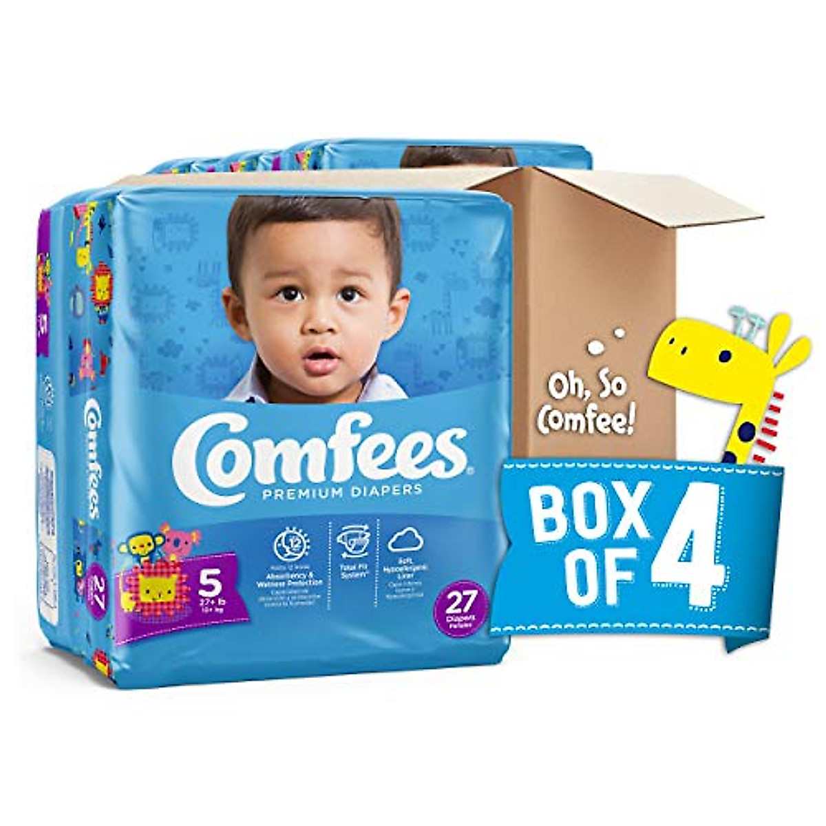 Comfees Premium Baby Diapers with Total Fit System for Boys & Girls, Size 5, 27Count, CMF-5