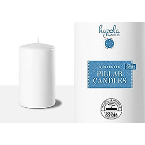 HYOOLA White Pillar Candles 2x3 Inch - 24 Pack Unscented Bulk Pillar Candles - European Made