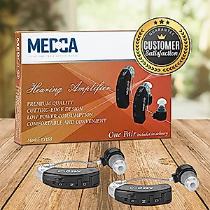 Behind The Ear Sound Amplifier - BTE Hearing Ear Amplification Device and Digital Sound Enhancer PSAD for The Hard of Hearing, Noise Reducing Feature, Black, by MEDca