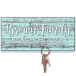 Pattern Pop Personalized Mint Rustic Wood Plank Look Beach House Key Hanger