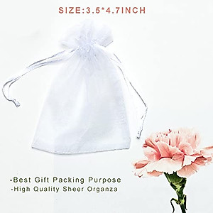 LANXINGYAN 100pcs White Organza bags 3.5x4.7 Inches Sheer Organza Bags Small Mesh Bags Jewelry Candy Wedding Party Bags (3.5x4.7"White)…