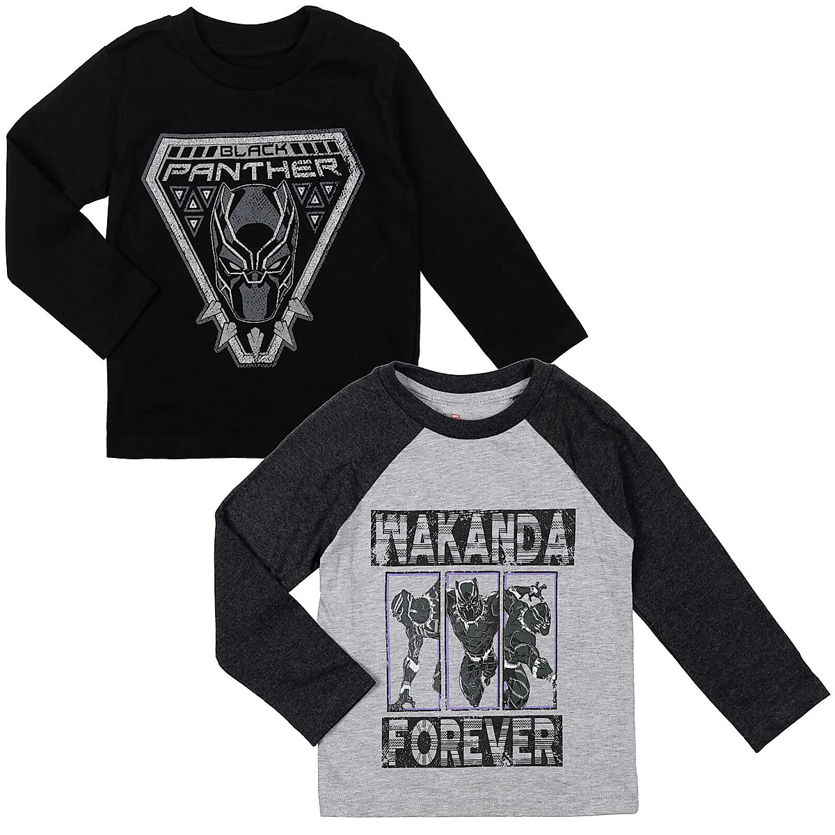 Marvel Avengers Black Panther Toddler Boys 2 Pack Long Sleeve Graphic T-Shirts Black Panther 5T