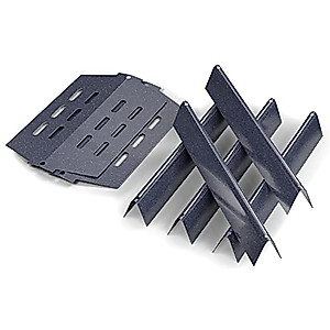 QuliMetal 17.5" Porcelain Steel Flavor Bars and Heat Deflector for Weber Genesis 300 E310 E320 E330 S310 S330 (with Front Control Knobs), Replaces Weber 7620 7621 65505 7622