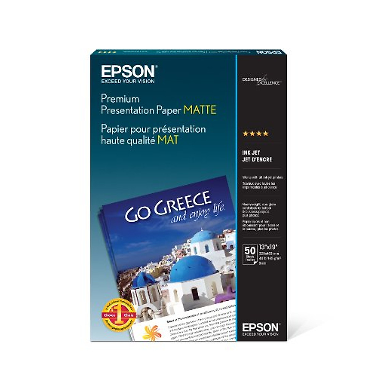 Epson Premium Presentation Paper MATTE (13x19 Inches, 50 Sheets) (S041263) , White , Super B Size