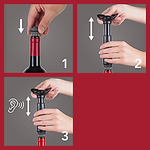 Vacu Vin Wine Saver Concerto - Black - 1 Pump 4 Stoppers - Wine Stoppers for Bottles with Vacuum Pump and Pourer - Reusable - Made in the Netherlands
