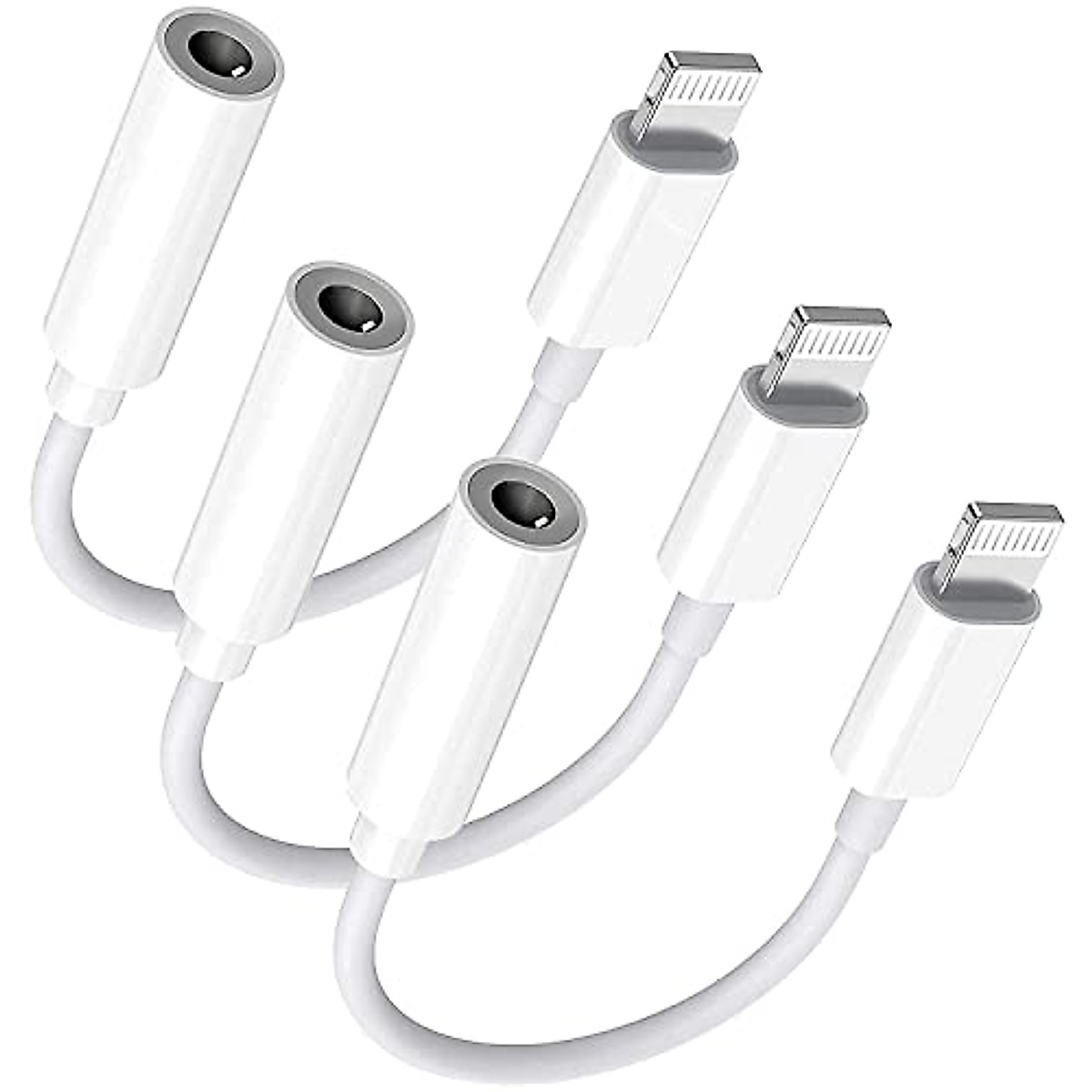 Lightning to 3.5 mm Headphone Jack Adapter, [Apple MFi Certified] 3 Pack iPhone 3.5mm Headphones/Earphones Jack Aux Audio Dongle Adapter Compatible for iPhone 14 13 12 11 XS XR X 8 7, Support All iOS