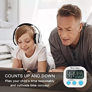 Ruyixws 6 Pack Digital Timer with Large LCD Display, Loud Alarm, Magnetic Back , Timer for Teachers Students Kids Cooking , On/Off Switch, Battery Included (6 Colors)