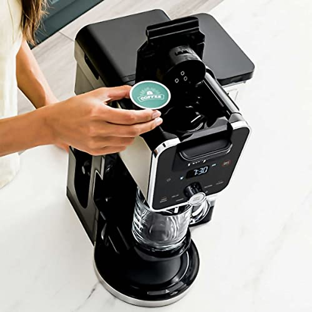 Ninja CFP451CO DualBrew System 14-Cup Coffee Maker, Single-Serve Pods & Grounds, 4 Brew Styles, Built-In Fold Away Frother, 70-oz. Water Reservoir Carafe, Black (Renewed) Extra Large