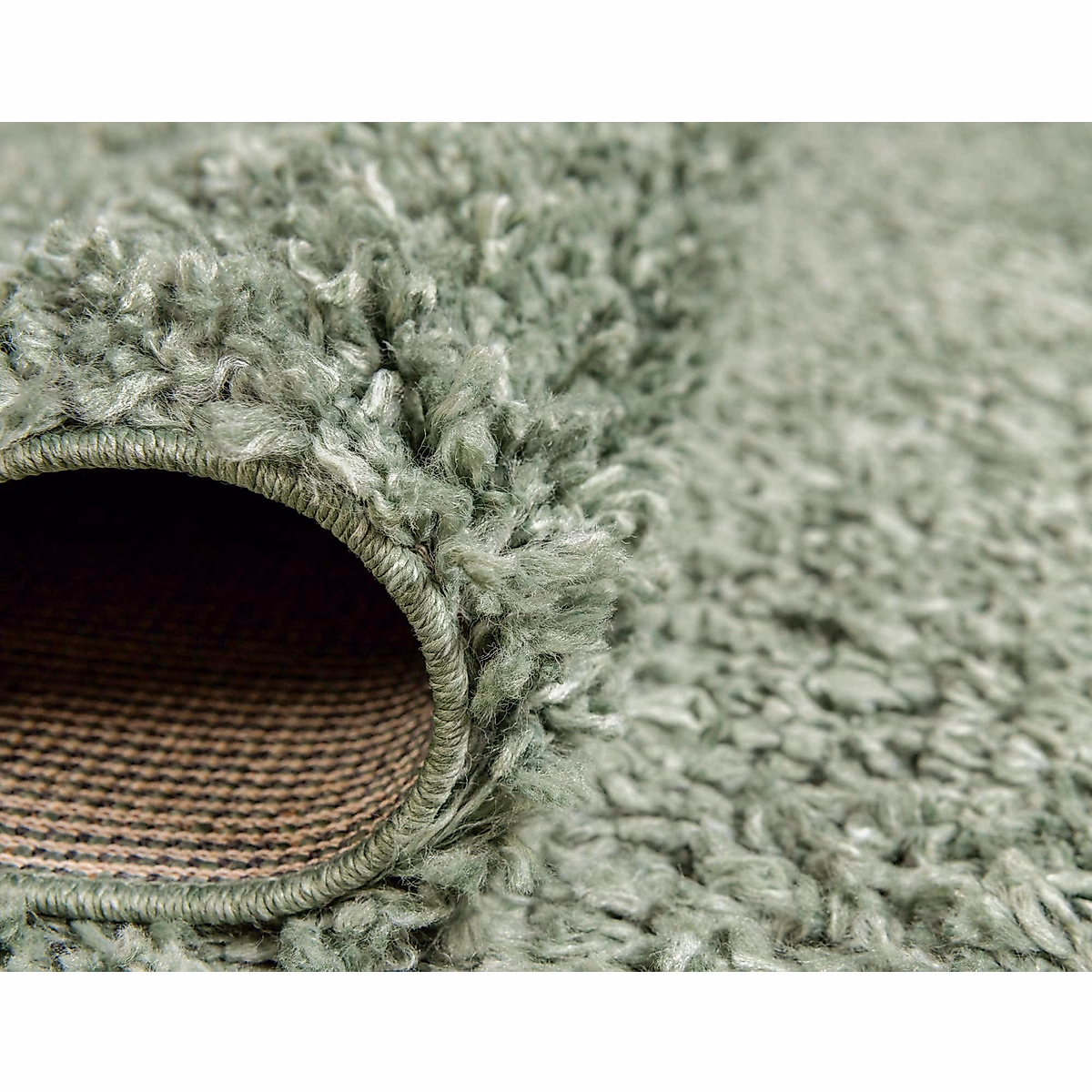 Unique Loom Davos Shag Collection Area Rug - Solid (6' 7" Round, Sage)