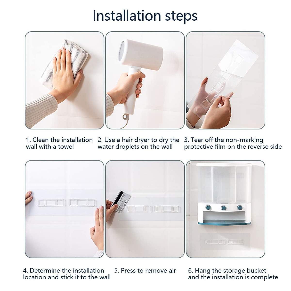 BhshuidlS Dry Food Dispenser Container 3 Grid Rice Storage Dispenser Container Grain Dispenser for Small Granular Grains