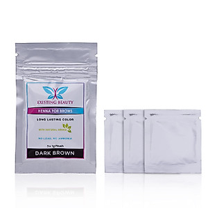 Dark Brown Eyebrow Henna Tint for Eyebrow Color- Professional Henna Brow Kit Including Use Instructions and Mixing Bowl 3x 1g Packets Brow Dye by Existing Beauty