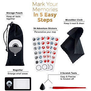 TRIPA TRIPS White Scratch off Map of United States & All 63 US National Parks Poster - Easy-to-Scratch 50 Landmarks & Flags - 24x17 Large Scratch off USA Map + Travel Map Kit - Gift for Travelers