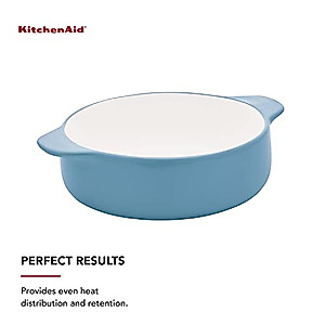 Kitchenaid Vitrified Stoneware Round Casserole Baker, 2.25-Quart, Blue Velvet