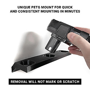 Spartan Mount for Ryobi Battery - Wall Display Hook Holder, Convenient, Easy Access Storage for All Size Ryobi Power Tool Batteries, Strong Low Profile Bracket, Garage Organizer