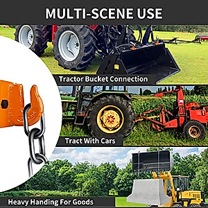 Carforu 3/8" Tractor Bucket Grab Hook, 2 Pack Carbon Steel Bolt on Hooks for Tractor Bucket, Heavy Duty Tow Hook fit for Tractor Bucket, RV, UTV, Truck, Max 15,000 lbs, Orange