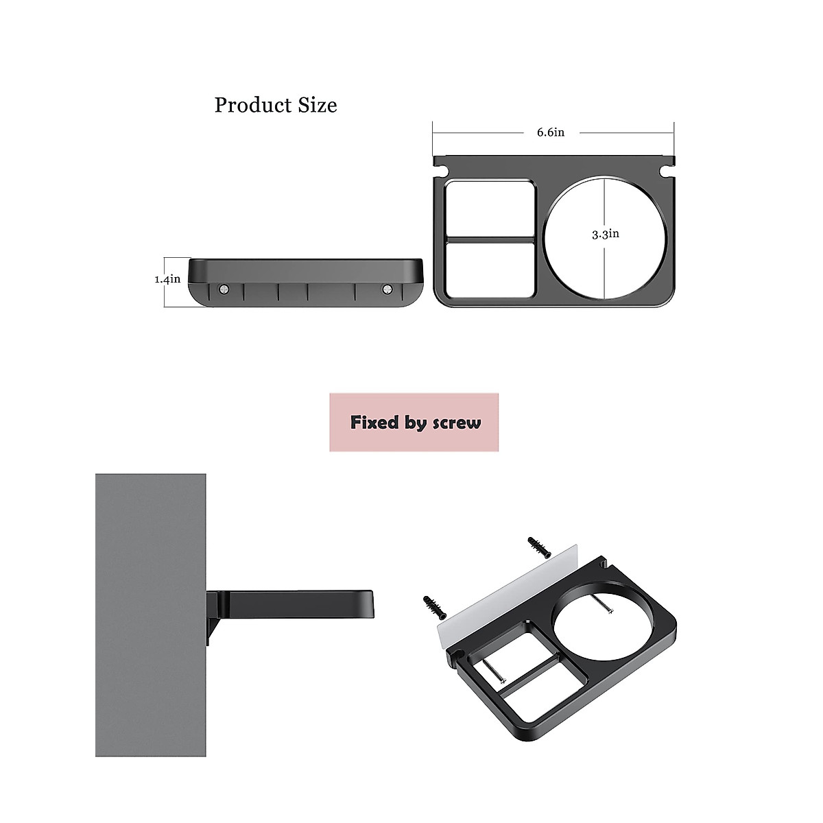 Wall Mount for Blow Dryer Hair Dryer Holder Compatible with Flat Iron Holder Wall Mount for Hair Tool Storage Organizer Straightener Holder Rack (Black)