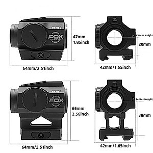 Foxarmy Reflex Red Dot Sight with Shake Awake，2MOA 1X22 Red Dot Optic Rifle Scope， Low Mount and Co-Witness Riser Mount