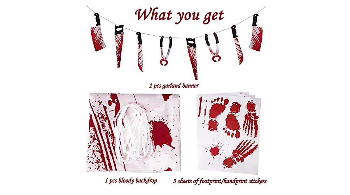 Halloween Decorations Set - Bloody Backdrop & Garland Banner