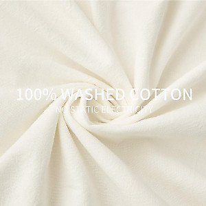 melingo Queen Duvet Covers, White Washed Cotton Duvet Cover Set, Soft, Cooling, Breathable Bedding Collection Set with Buttons Closure. Solid Color Quilt Cover (1 Comforter Cover + 2 Pillow Cases)