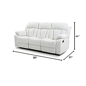Glory Furniture Reclining Sofa White Faux Leather