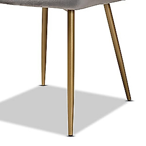 Baxton Studio Priscilla Contemporary Glam and Luxe Grey Velvet Fabric Upholstered and Gold Finished Metal 2-Piece Dining Chair Set