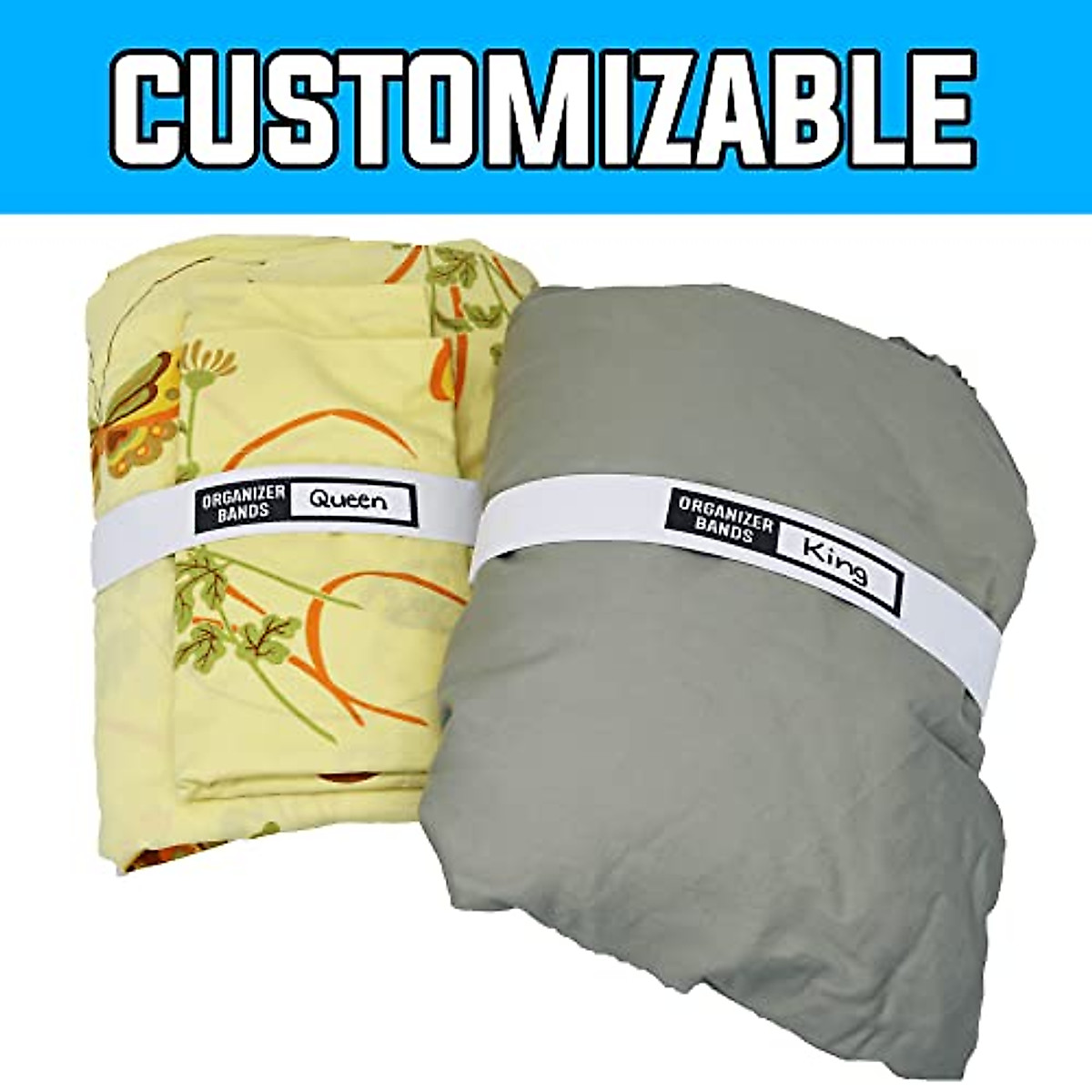 Organizer Bands - Sheet Keepers Closet Organization – Bed Sheet Organizer - 4 Bands Pack