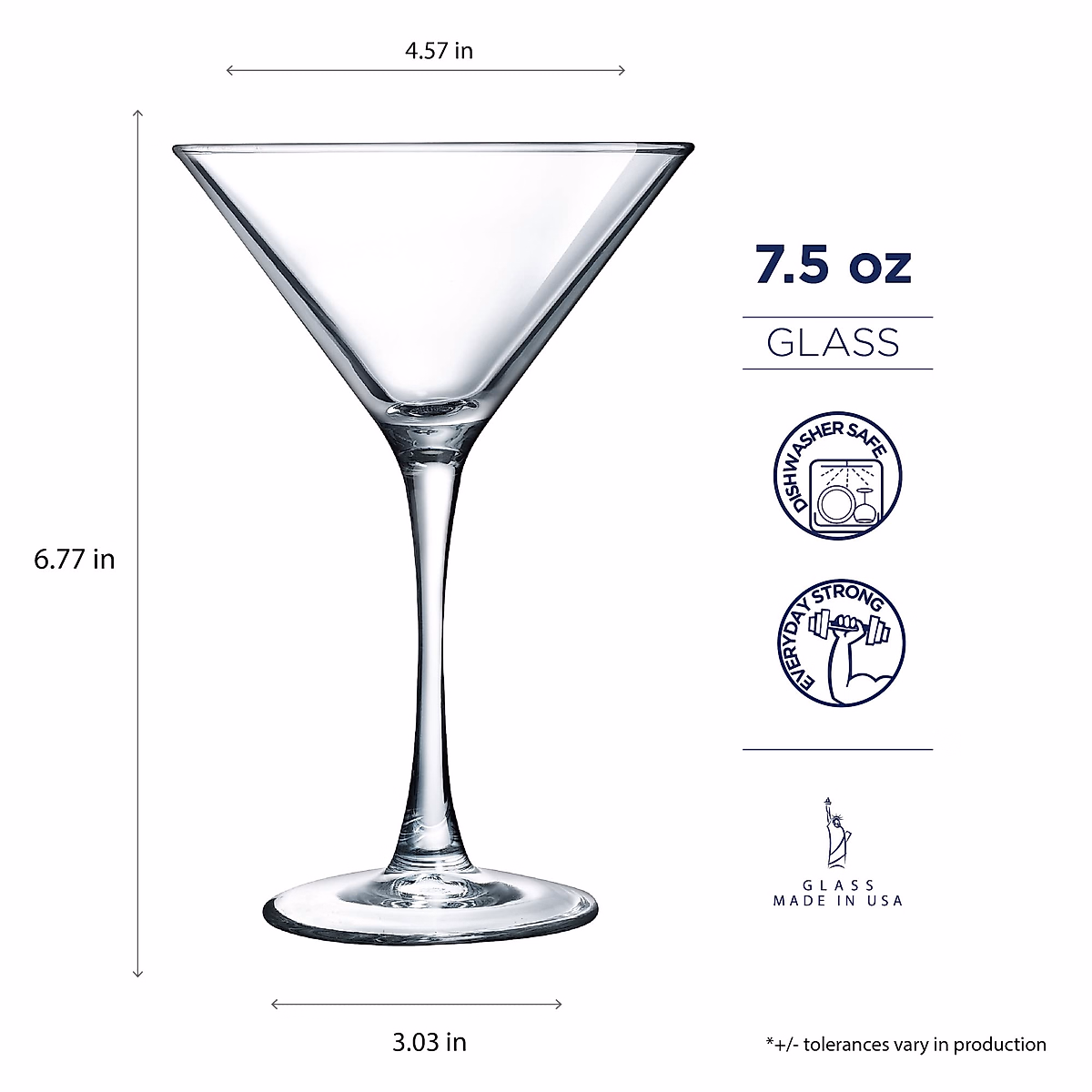 Luminarc ARC International Atlas Martini Glass (Set of 4), 7.5 oz, Clear