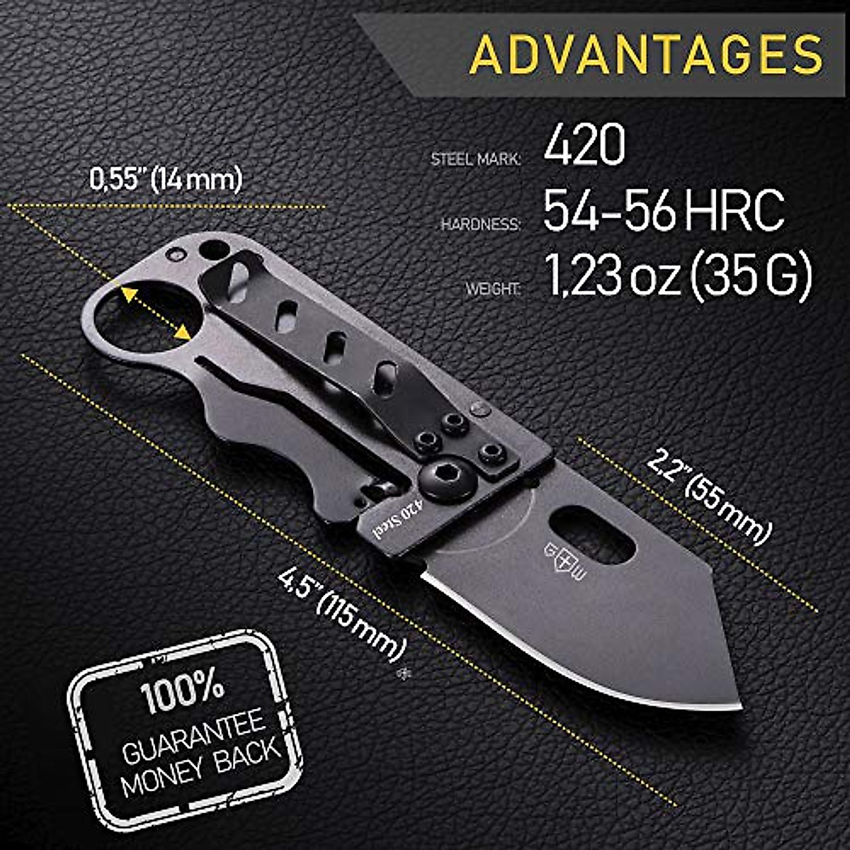 Bundle of 2 Items - Small Pocket Knife - Folding Wallet Knife - Mini Tactical Knife with Money Clip - Cool Dragon Blade Credit Card - Best for Camping Hiking EDC Work Knife Birthday Christmas Gifts