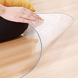 Clear PVC Desk Chair Mat 1mm Clear Vinyl Plastic Floor Runner Protector, Non Skid Transparent Hallway Entrance Doormat Kitchen Low Pile Carpet Protector Pad, Waterproof,50/80/90/100/120/140cm wide for