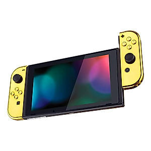 eXtremeRate DIY Replacement Shell Buttons for Nintendo Switch & Switch OLED, Chrome Gold Custom Housing Case with Full Set Button for Joycon Handheld Controller - Console Shell NOT Included