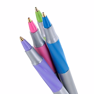 BIC Round Stic Grip Xtra Comfort Fashion Ballpoint Pens, Assorted Fashion Colors, Pack of 8