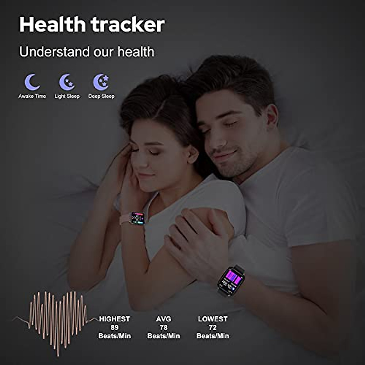 ZKCREATION Smart Watch for Women Men, Smart Watch for Android Phone, 1.69" Touch Screen Fitness Tracker, Lady Digital Watch, Smart Watch with Blood Pressure Monitor