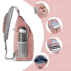 ZOMAKE Sling Bag for Women Men:Small Crossbody Sling Backpack - Mini Water Resistant Shoulder Bag Anti Thief Chest Bag Daypack for Travel Hiking Outdoor Sports,Pink(new)