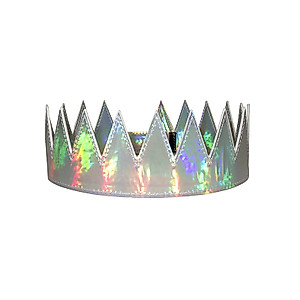 Iridescent Rainbow Silver Crown Hat - Prince Princess King Queen Crown - Fully Adjustable