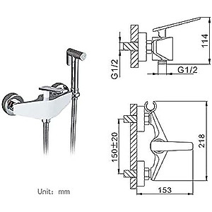 MINJING Faucets, Water-Tap Bath Shower Systems Bidet Wall Mounted Bathroom Shower Tap Bidet Toilet Sprayer Bidet Toilet Washer Mixer Faucet
