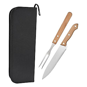 GANAZONO 5 Sets Barbecue and Fork Tools Chef Carving Fork Poultry Serving Fork Camping Reusable Flatware Outdoor BBQ Home Tools Outdoor Barbecue Tool Heavy Grill Travel Wooden Handle