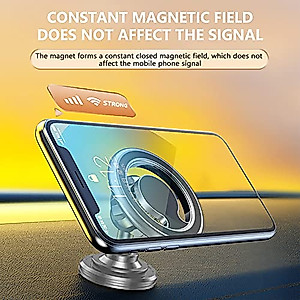 NHHC Compatible for MagSafe Car Mount for iPhone,[2022 New Upgrade] Dashboard 360° Rotation Magnetic Car Mount,Cell Phone Holder for MagSafe iPhone 13 12 / All Smart Phones (Silver)