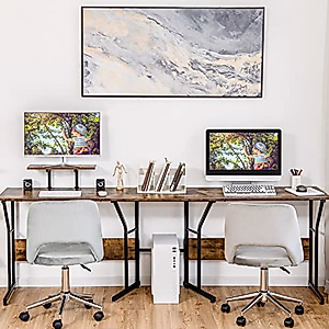 Tangkula L-Shaped Reversible Computer Desk, 2 Person Long Computer Workstation w/Movable Monitor Stand, Large Home Office Corner Desk for Working Writing Gaming (Rustic Brown)