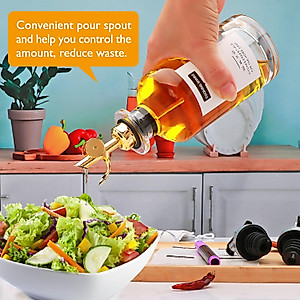 Salzesfalls 12 oz Olive Oil Dispenser Bottle for Kitchen,Elegant Olive Oil Glass Dispenser Bottle, Coffee Syrup Dispenser,Oil and Vinegar Dispenser Set with Pour Spout,Set of 2