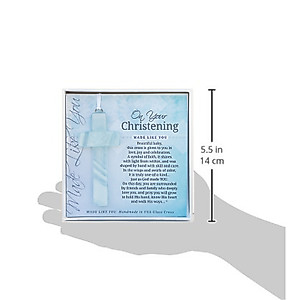 On Your Christening, Beautiful Baby Aqua/Clear Handmade Glass Cross Keepsake Gift