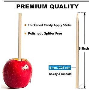 150 pcs Thick Candy Apple Sticks,Caramel Apple Sticks,5.5 Inch Long, 5mm Thick,Semi Point , Bamboo Skewers for Corn Dog, Corn Cob, Kabob, Lollipop, Grill